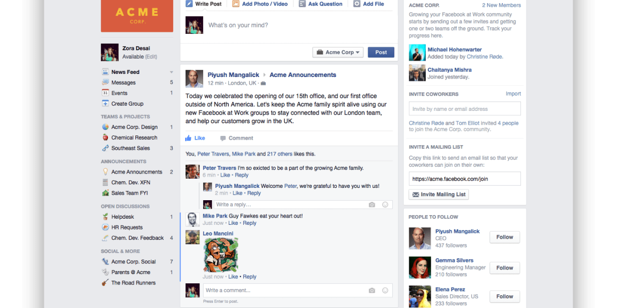 How Facebook's Social Network For Work Will Change Business | Fortune