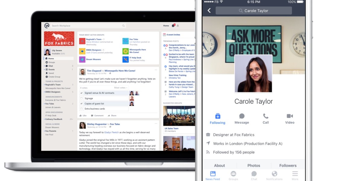 Facebook Announces Free Version Workplaces, its Slack Killer | Fortune