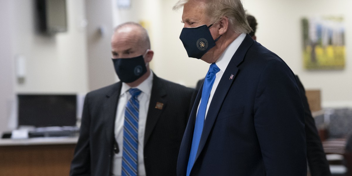 Trump wears mask in public for first time at Walter Reed: Photo of ...