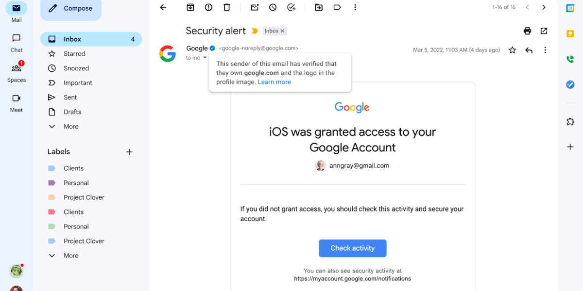 Google adds blue check marks to Gmail | Fortune