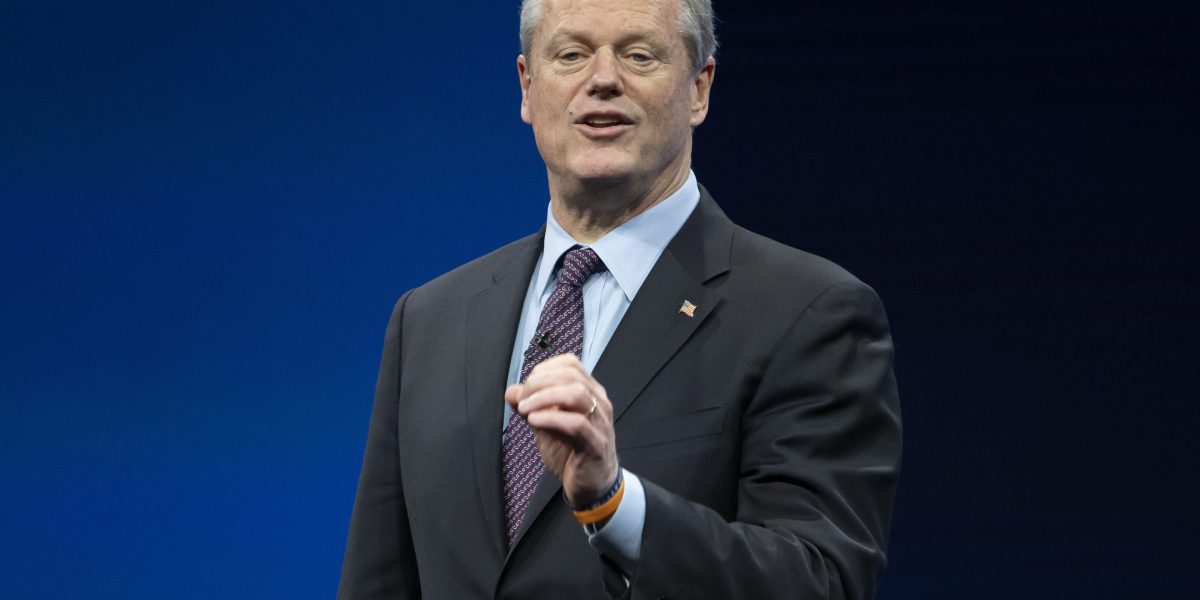 NCAA President Charlie Baker, former Massachusetts governor, leads into ...