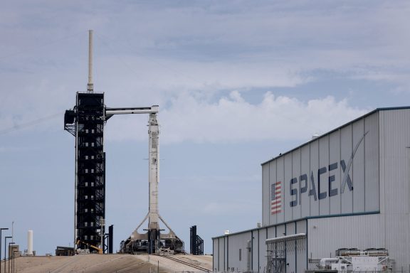 SpaceX's Falcon 9 rocket sits on Launch Complex 39A of NASA's Kennedy ...