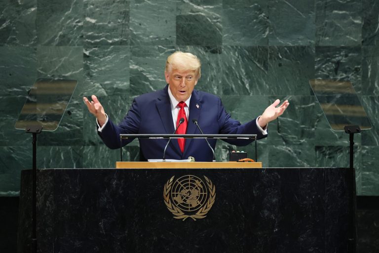 President Donald Trump speaks during the United Nations General ...